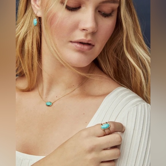 Kendra Scott | Jewelry | Kendra Scott Elyse Double Band Gold Turquoise Ring 7 | Poshmark